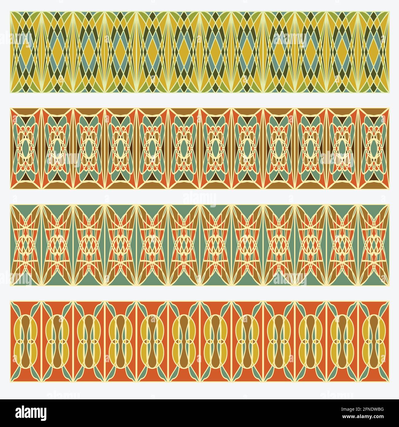 Set of belt geometric patterns in vintage style. Useful for frame or ...