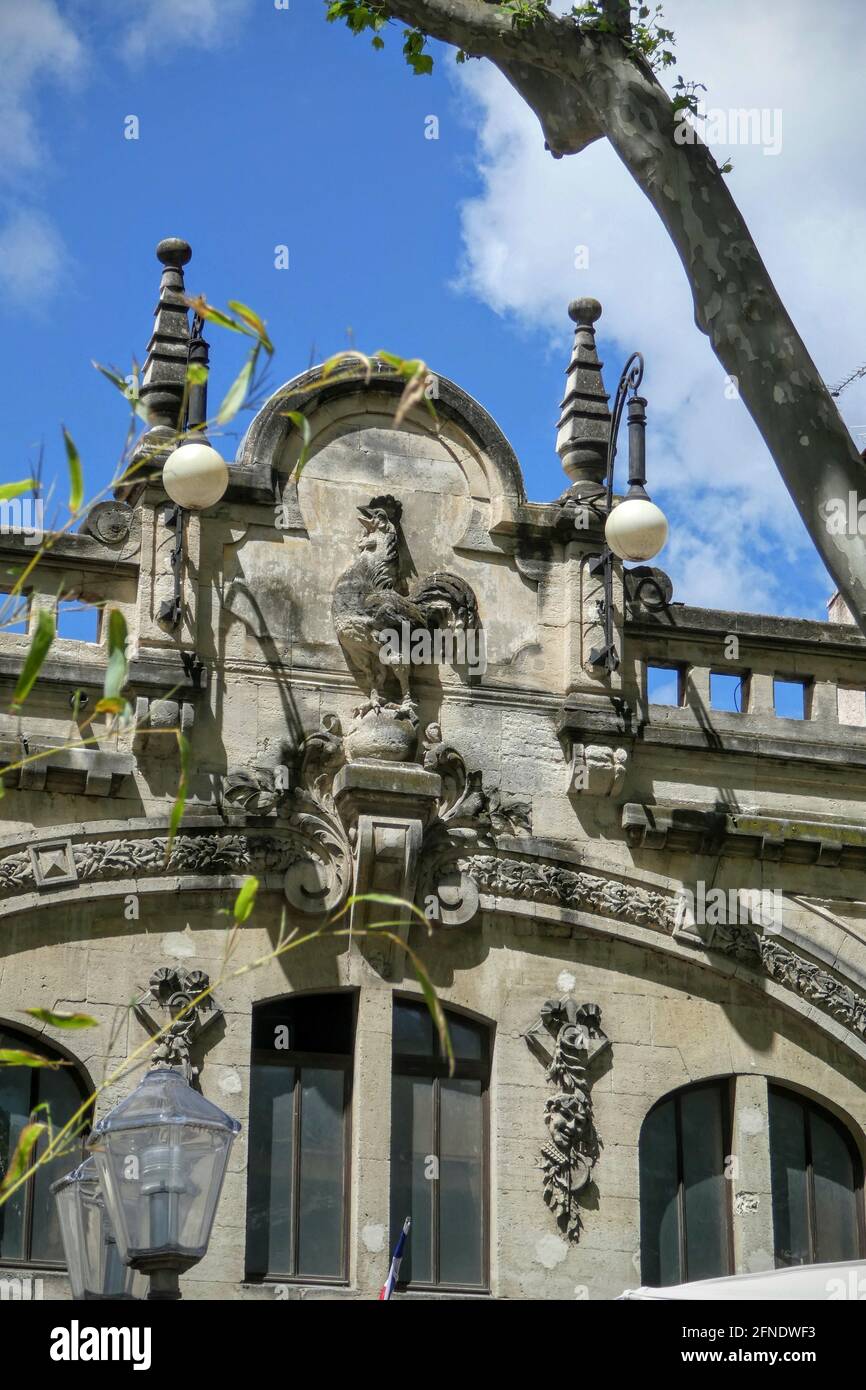 Sculpted building front in downtown Montpellier, Occitanie, South of ...