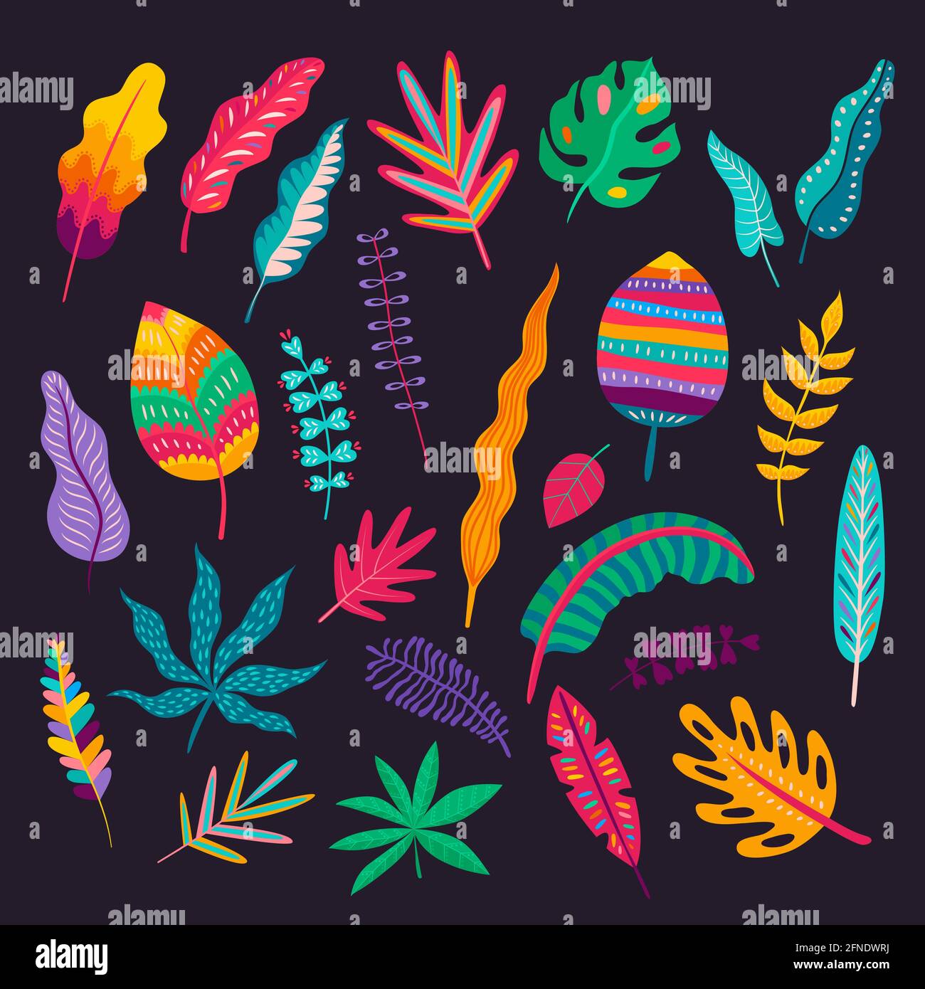 Mexican style leaves and plants, vector traditional floral ornament of ...
