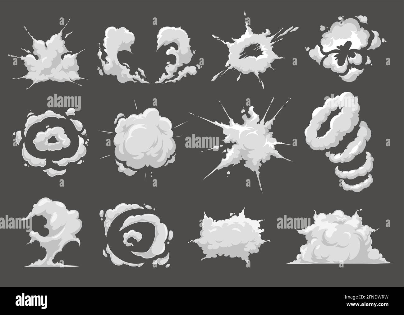 Burst or explosion cartoon vector effects. Bomb or explosive detonation ...
