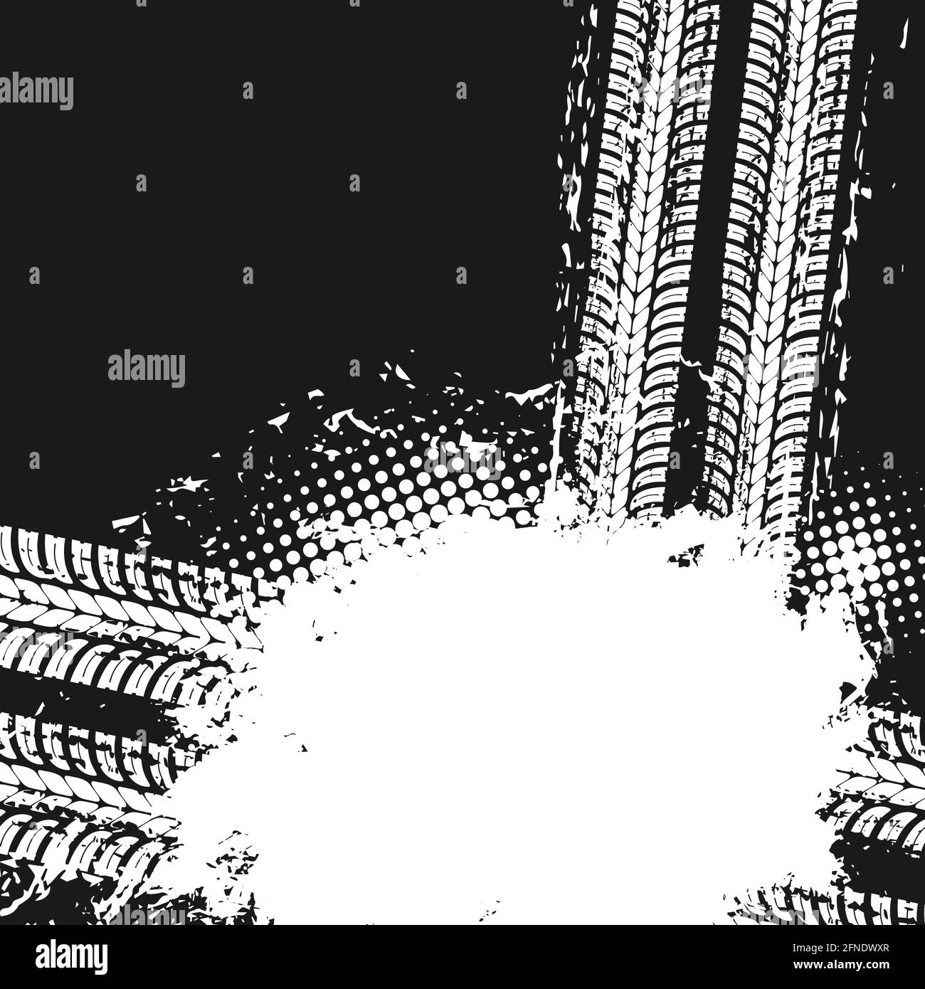 Tire tracks and wheel traces poster, car and truck grunge prints ...