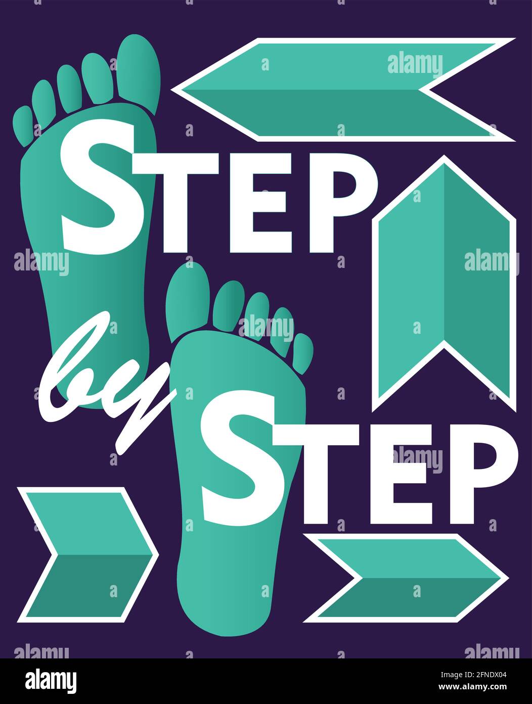 Step by step design element for workflow presentation with green ...