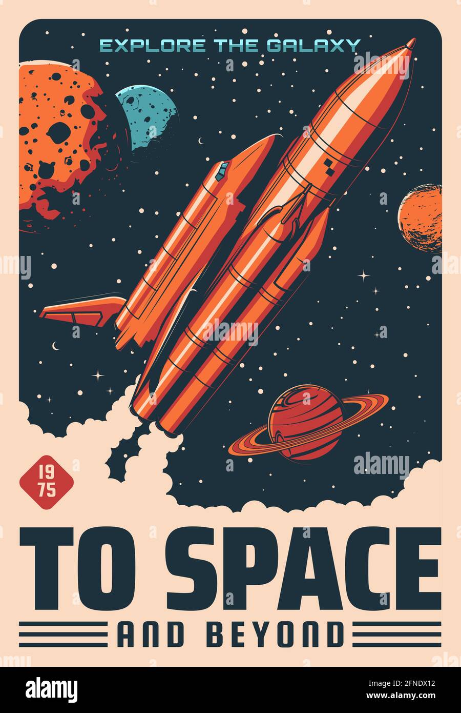 Space planets and spaceship vector design of astronomy and space travel ...