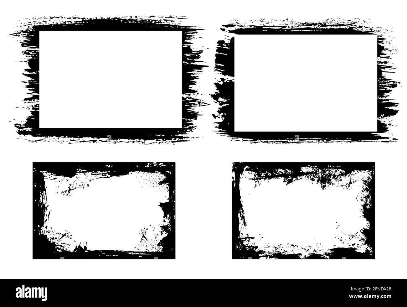 Grunge frames with black paint smudges, ink splatters. Ink brushstroke ...