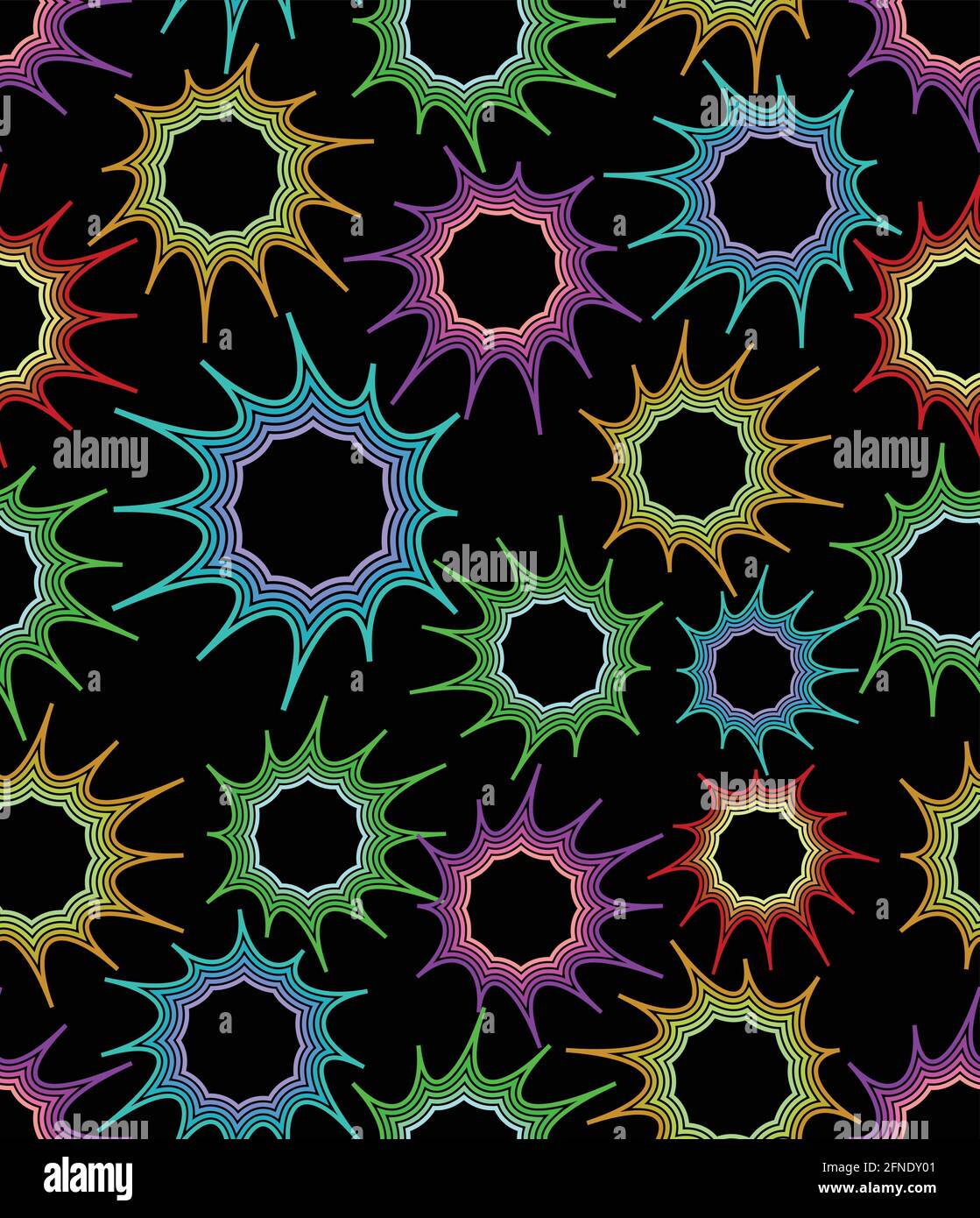 Dark seamless background with irregular colorful star shapes, vector ...