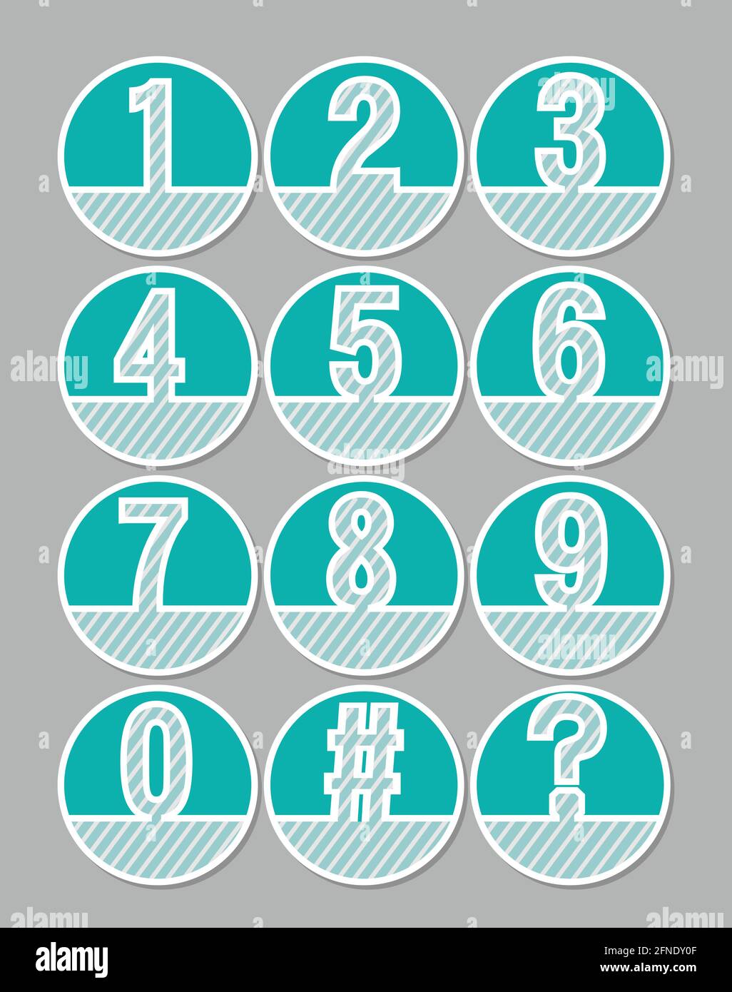 White hatched number set on a green background. Artistic number in ...