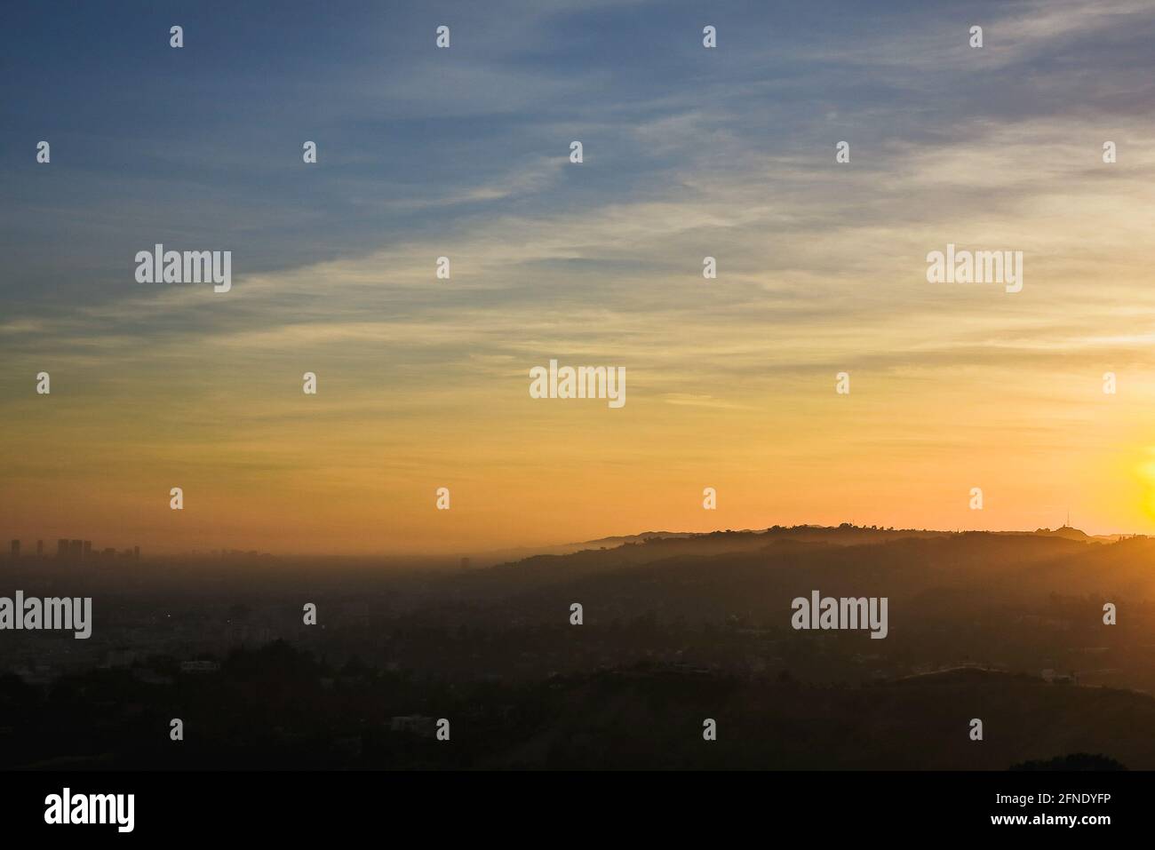 A vibrant sunset over the hills in Los Angeles Stock Photo - Alamy