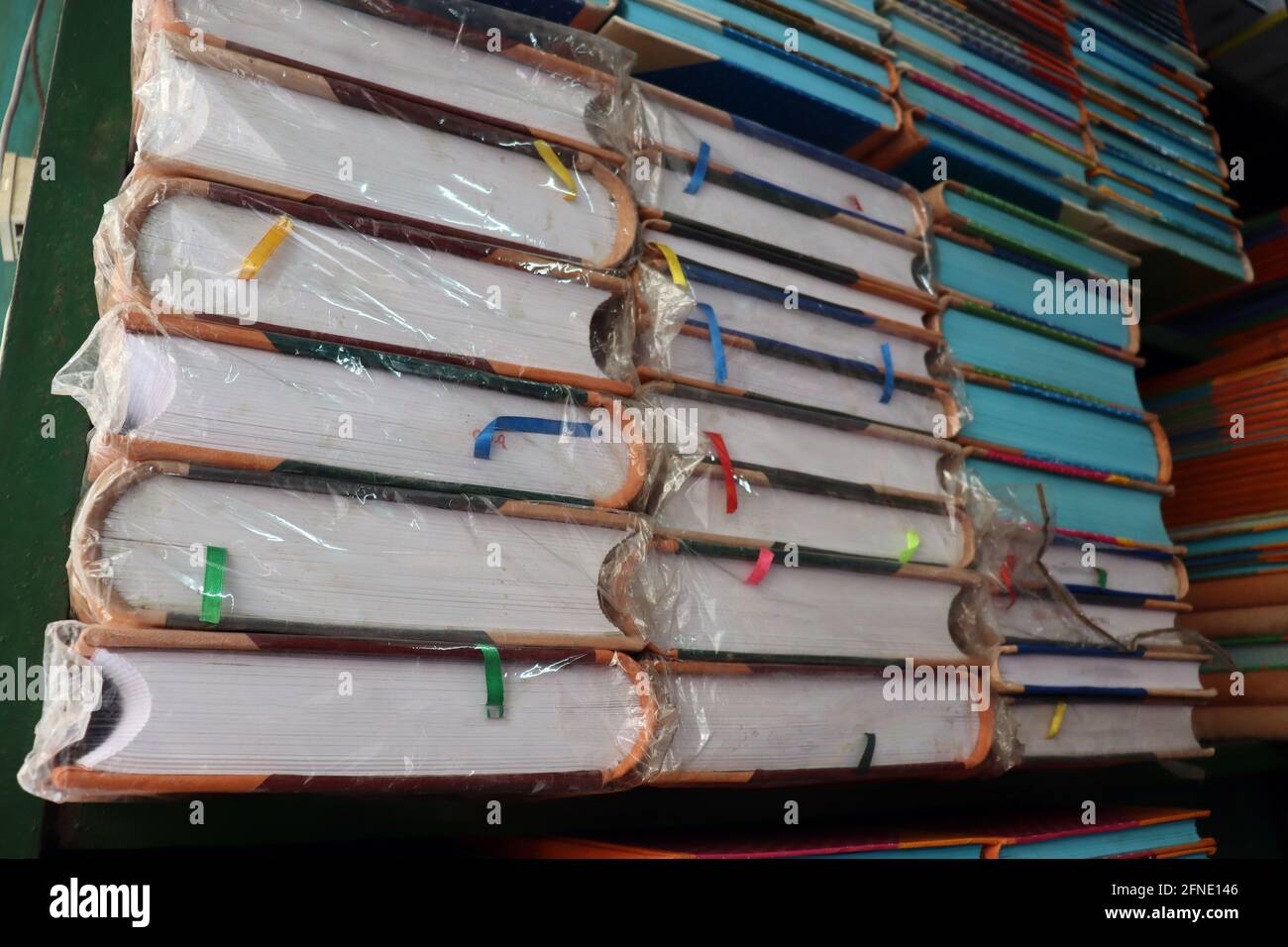 register book stock on shelf in library for sell Stock Photo - Alamy