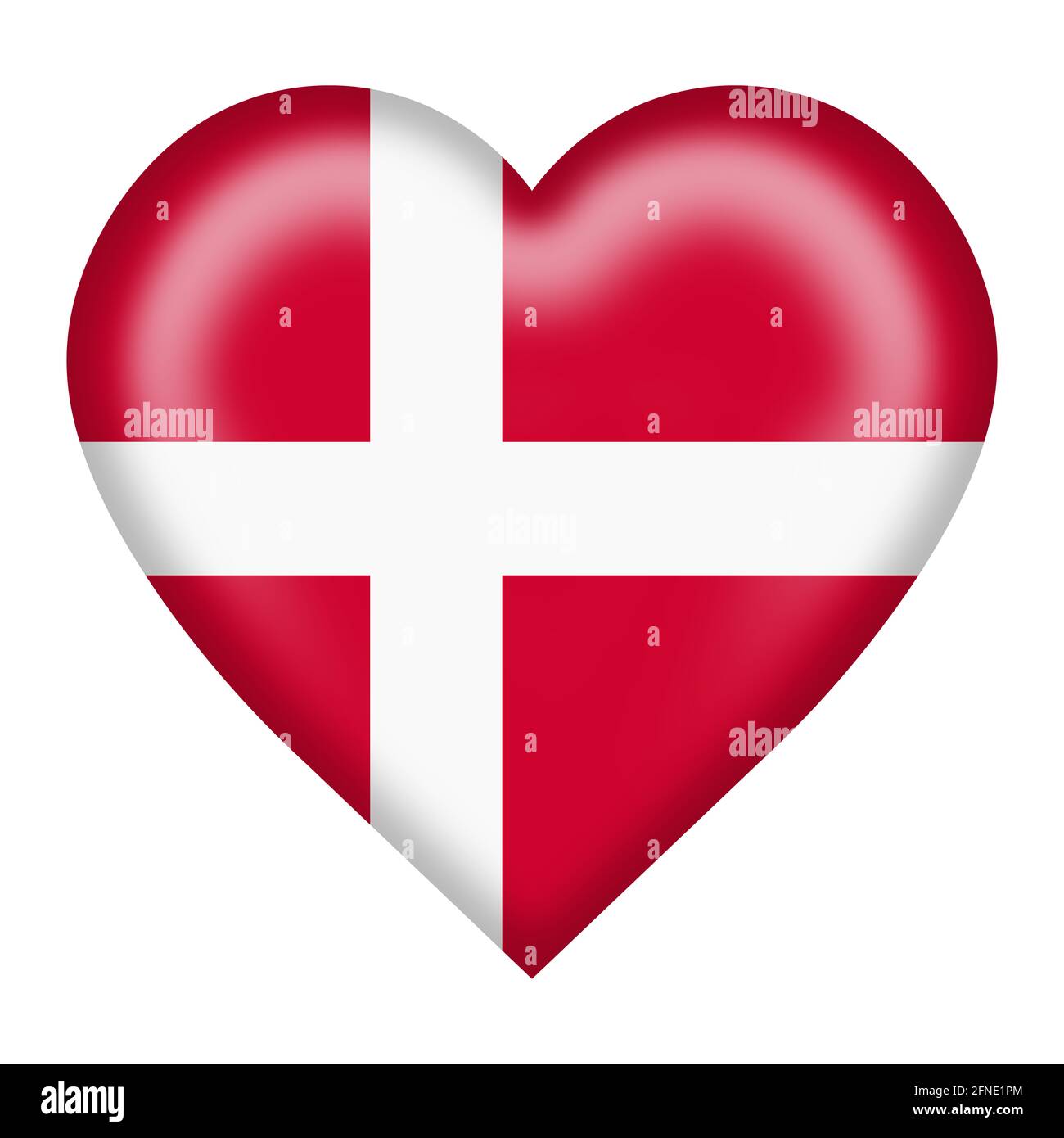 Denmark flag heart button isolated on white with clipping path 3d ...