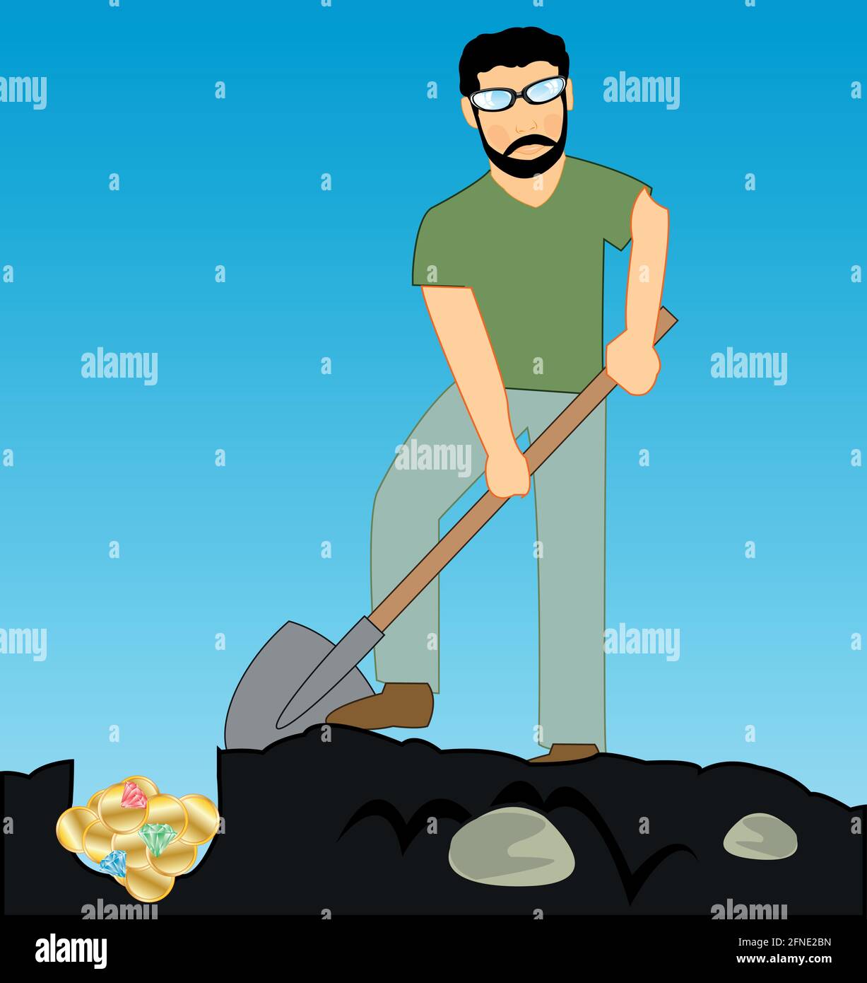 Cartoon shovel in ground hi-res stock photography and images - Alamy