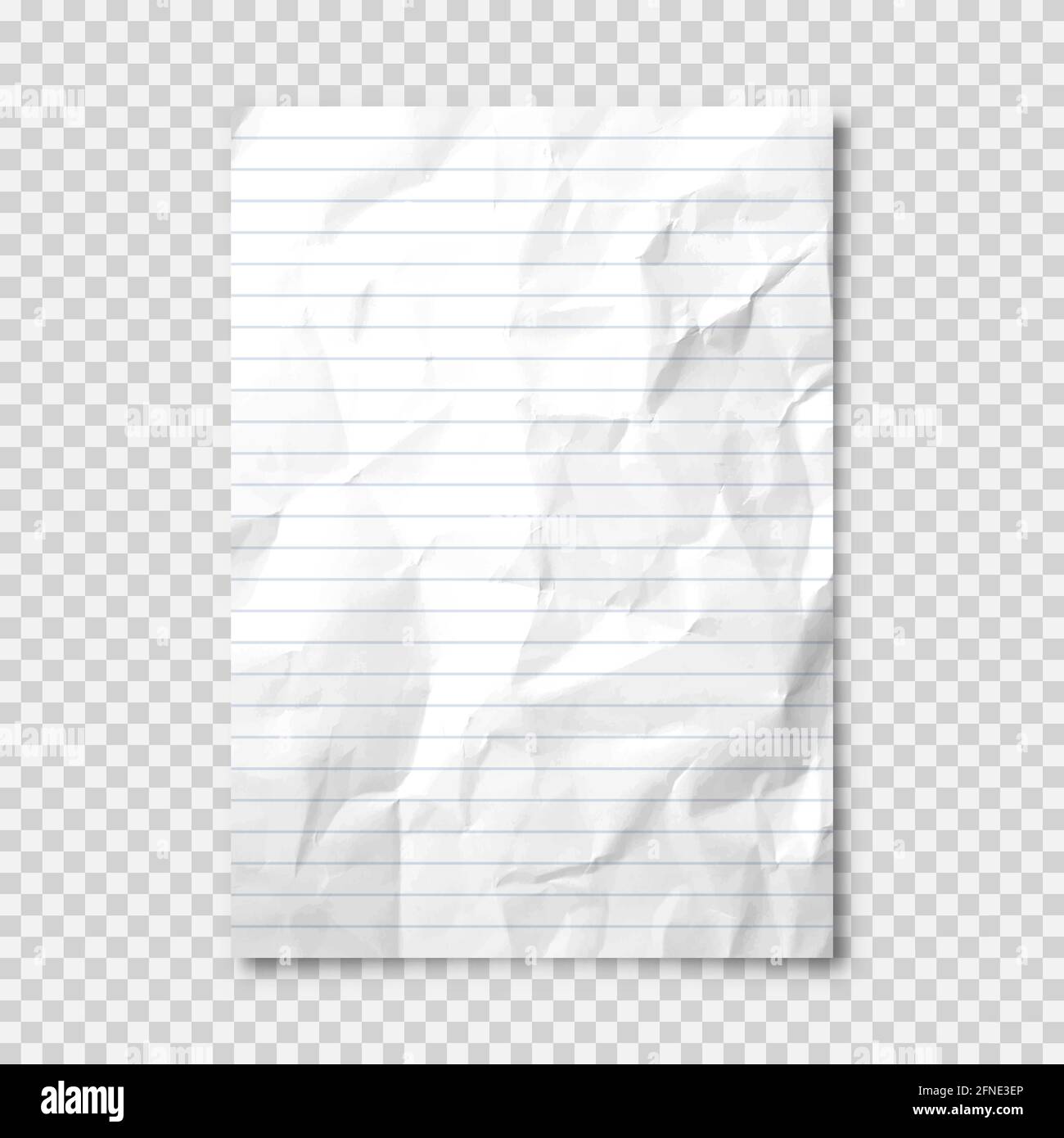 Realistic blank crumpled paper sheet in A4 format on transparent ...