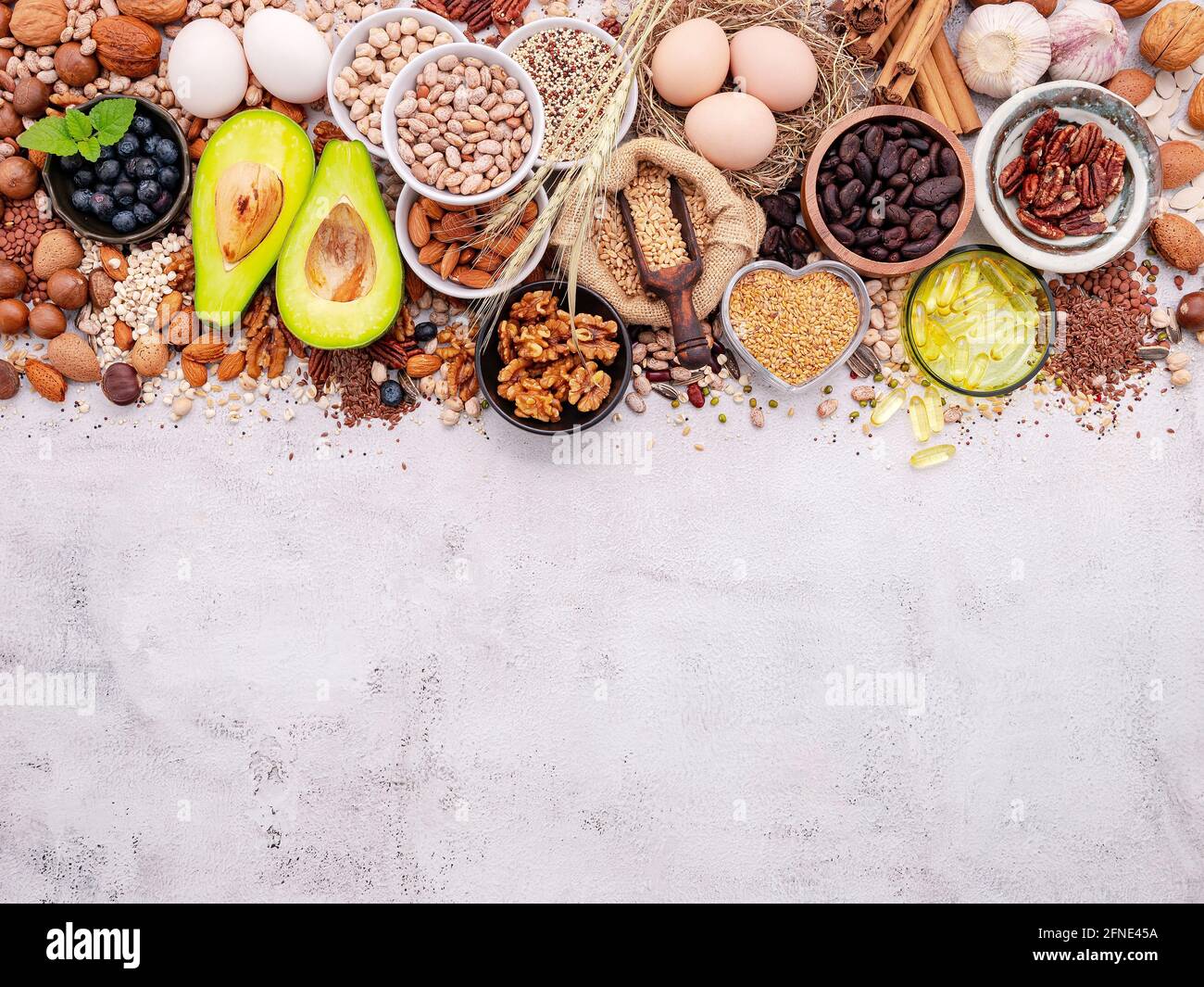 Ingredients for the healthy foods selection. The concept of superfoods ...