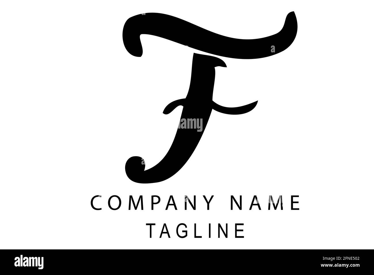 Vector Hand Draw Sketch Black Logo Script F, For Classic Elegance ...