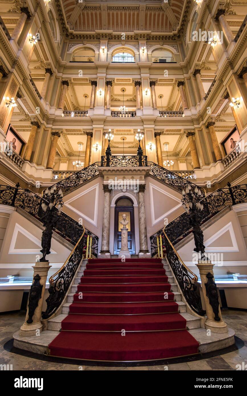 Rio de Janeiro, Brazil - June 27, 2017: Interior of the central hall ...