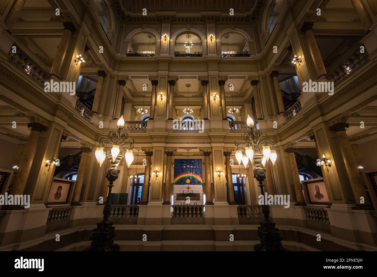 Rio de Janeiro, Brazil - June 27, 2017: Interior of the central hall ...