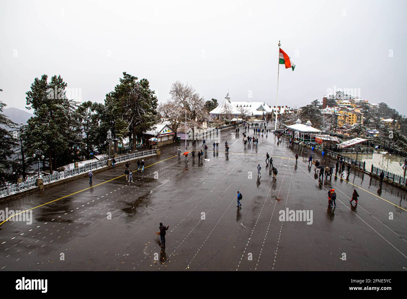 beautiful view of shimla city and mall road after snowfall Stock Photo ...