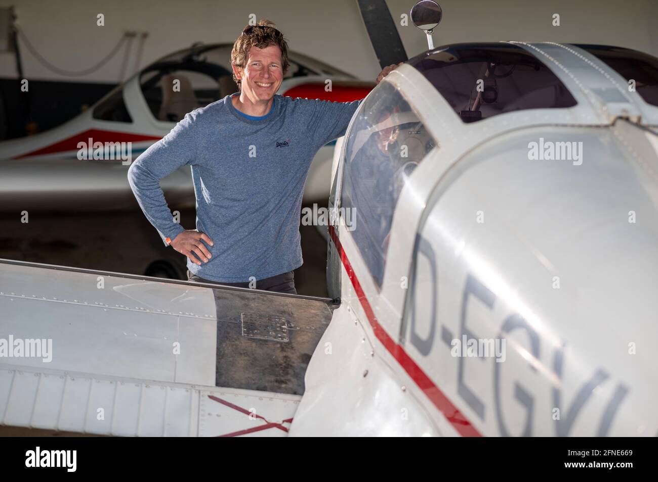 Traben Trarbach, Germany. 14th May, 2021. Pilot Tim Tibo stands in a ...