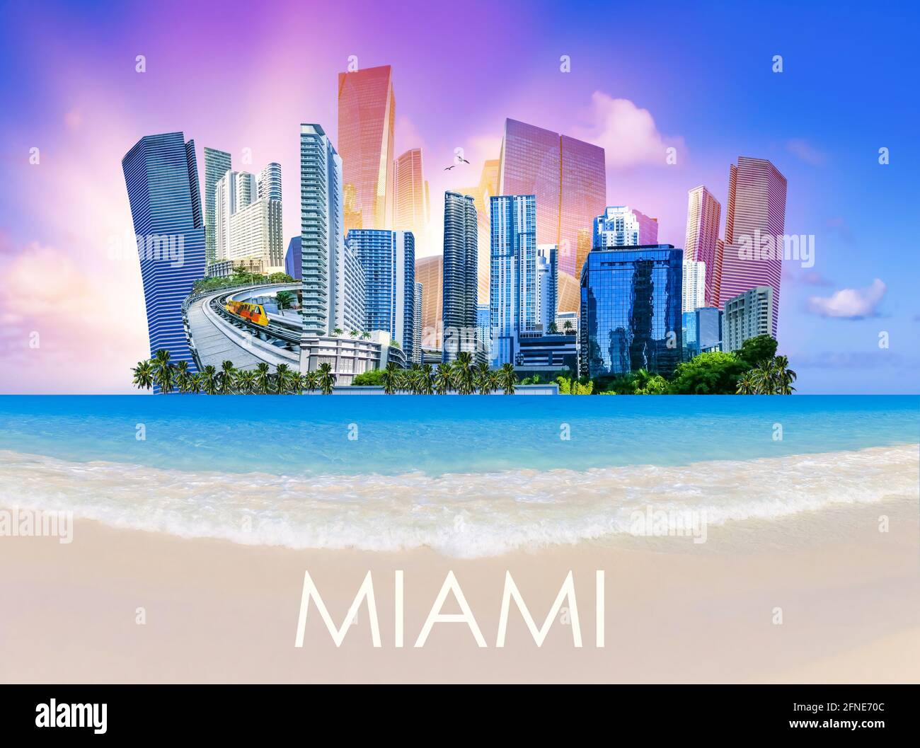 Collage about Miami, Florida, United States of America. It is world ...