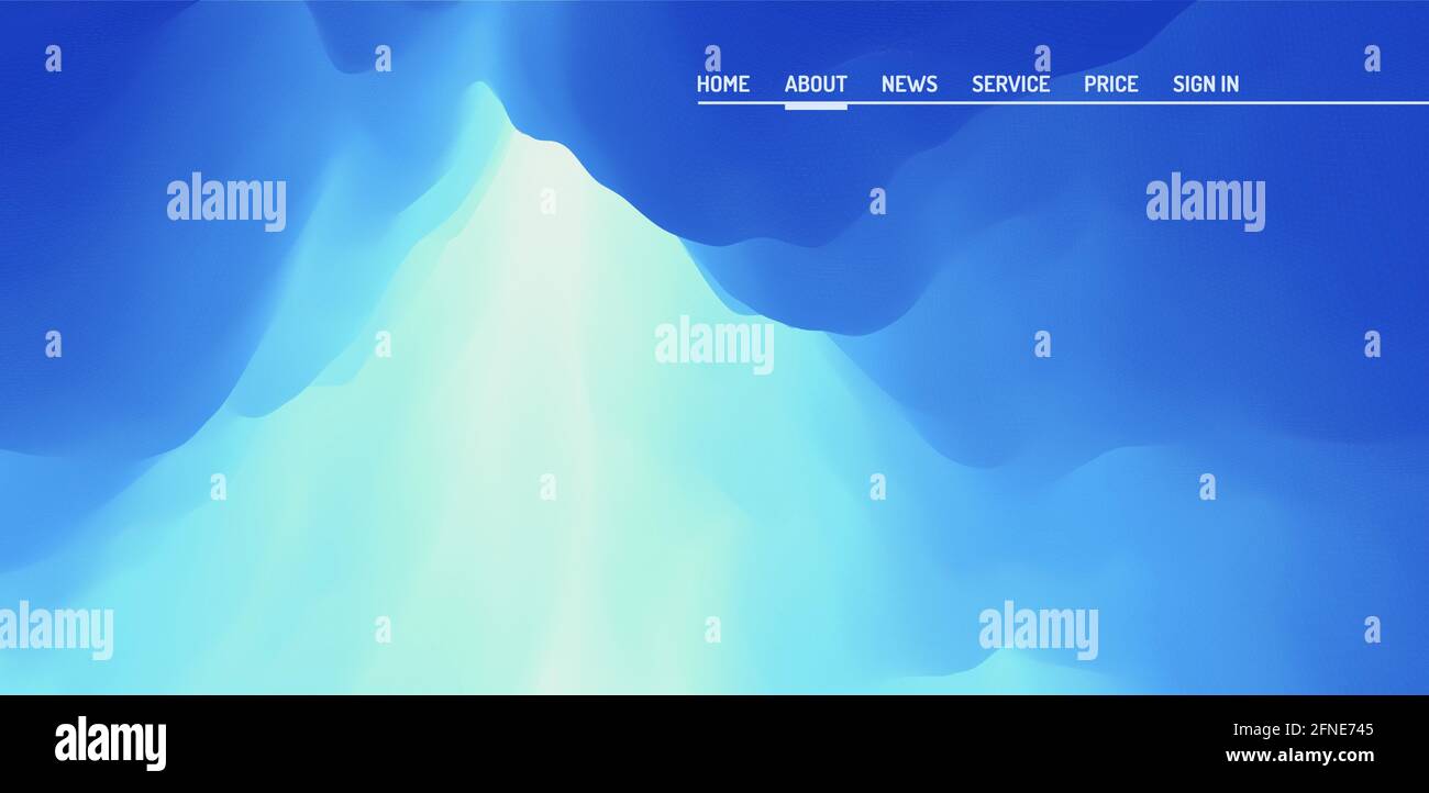 Website or mobile app landing page. Sky with clouds. Sun rays bursting ...