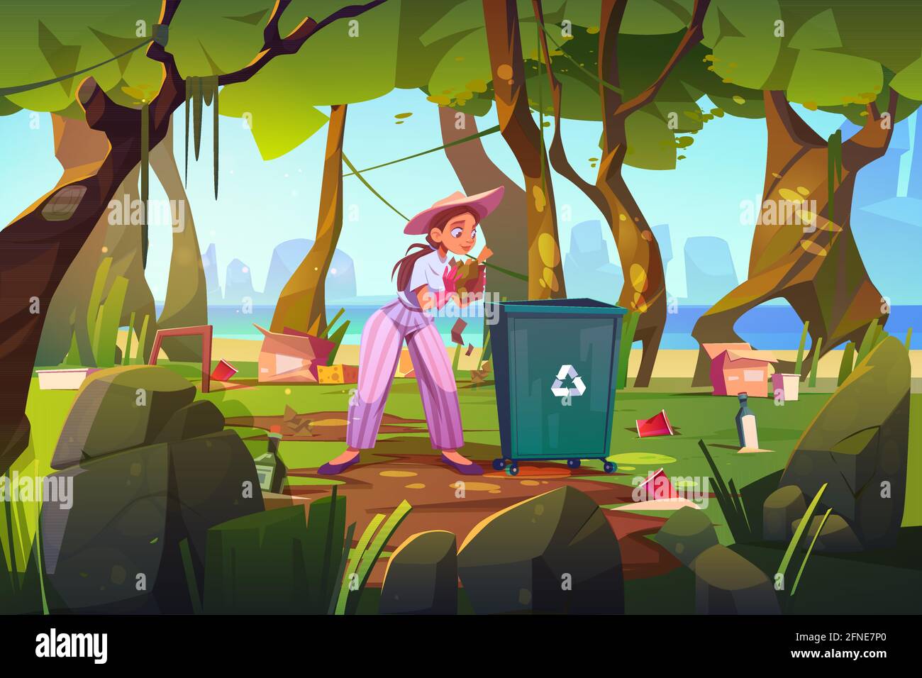 Plastic pollution forest Stock Vector Images - Alamy