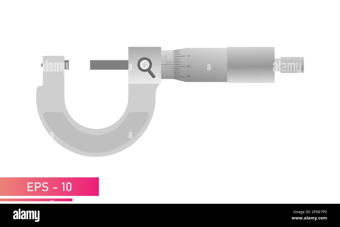 The micrometer is smooth with a measuring scale. Realistic design. On a ...