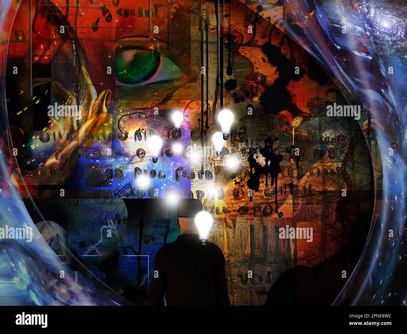 Complex thoughts and ideas. Surreal composition. 3D rendering Stock ...