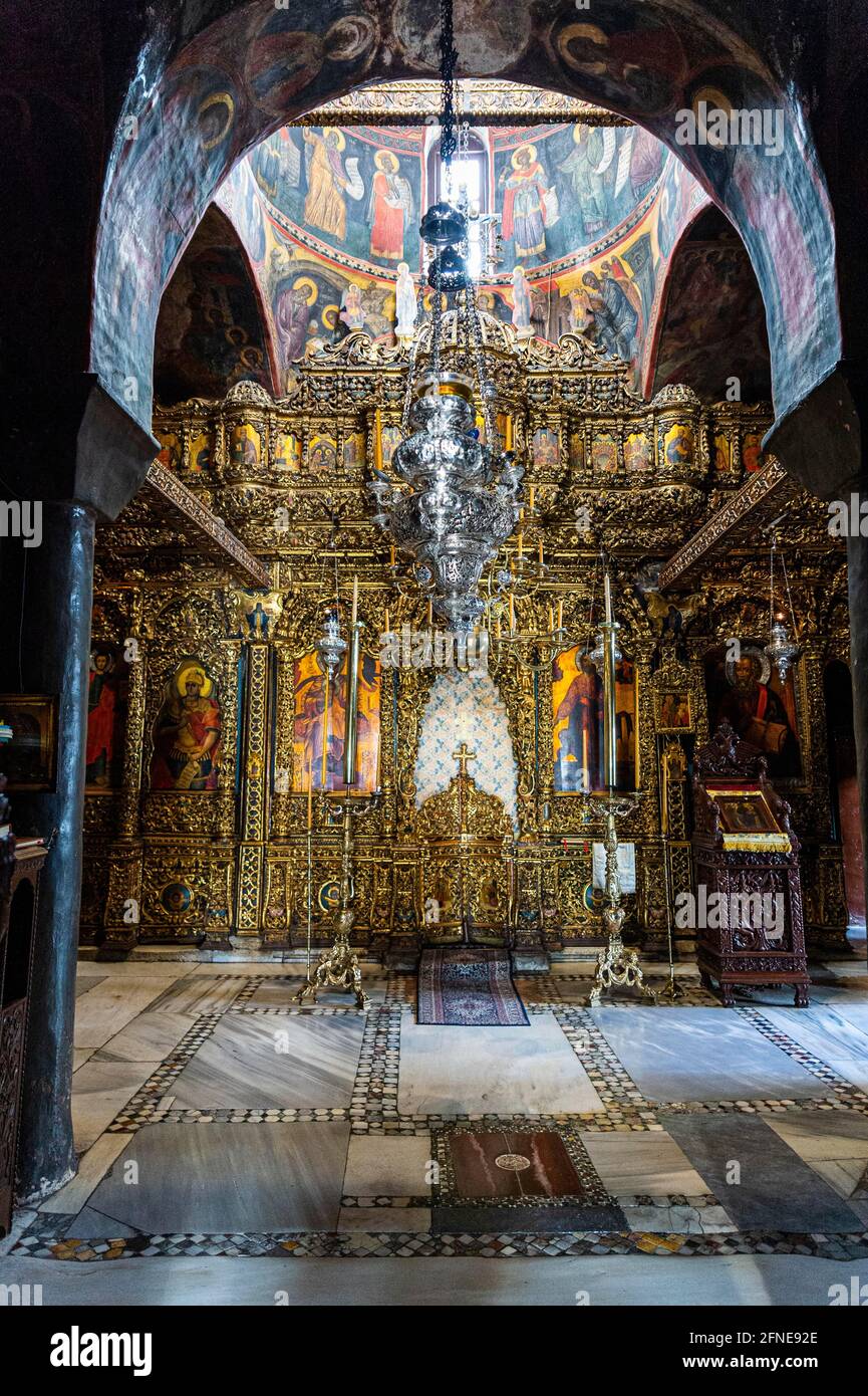 Wall frescoes, Unesco world heritage site, Monastery of Saint John the ...