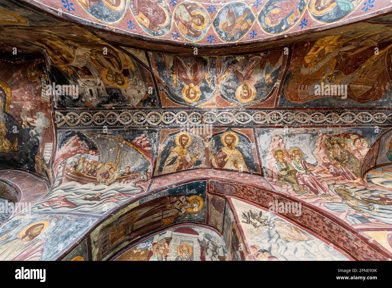 Wall frescoes, Unesco world heritage site, Monastery of Saint John the ...