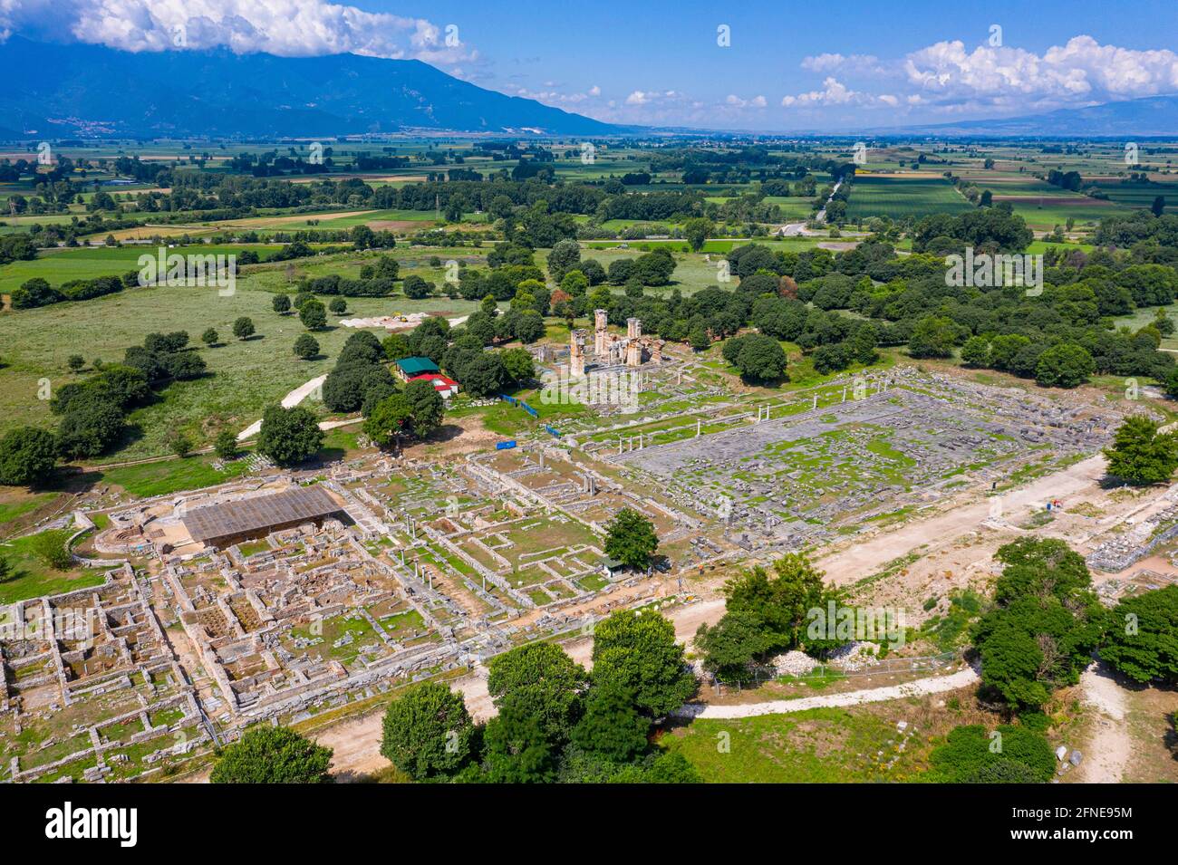 Aerial of the Unesco world heritage site Philippi, Macedonia, Greece ...