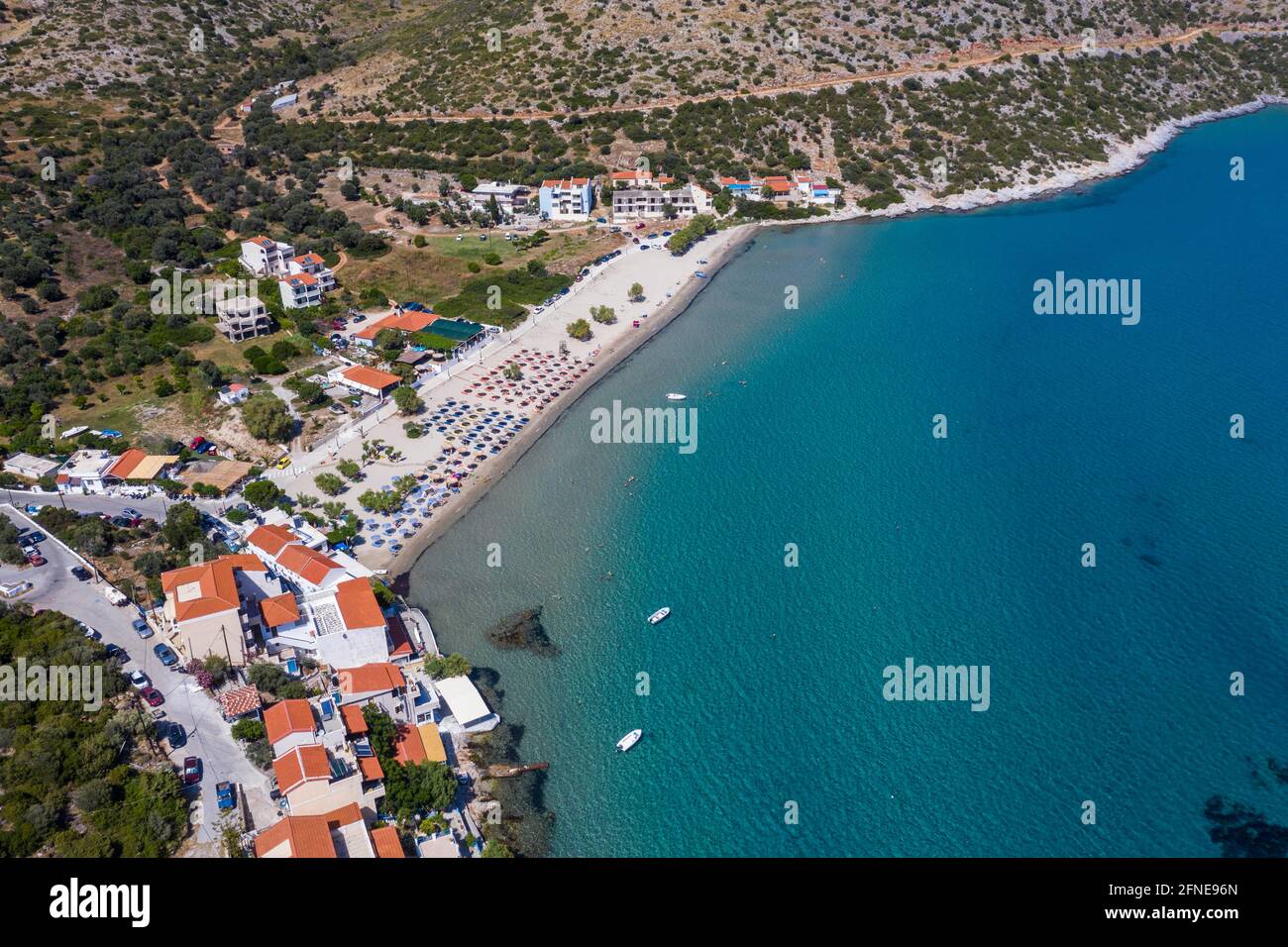 Aerial of Psili Ammos beach, Samos, Greece Stock Photo - Alamy