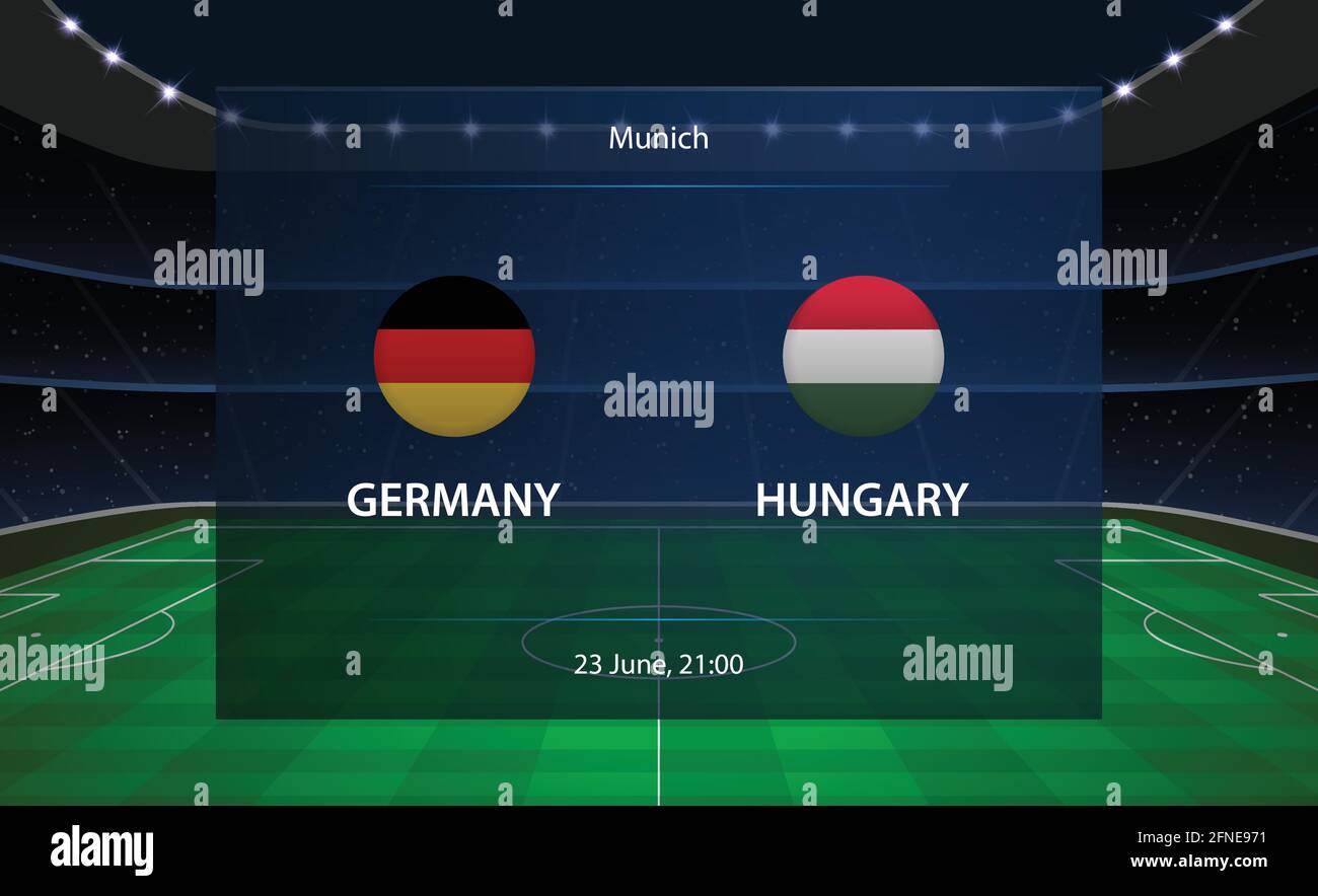 Germany vs Hungary football scoreboard. Broadcast graphic soccer ...
