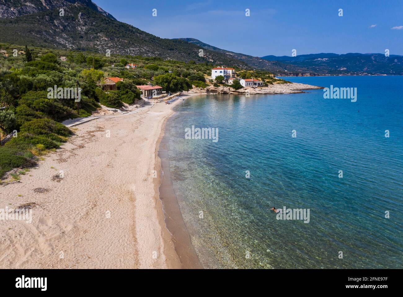 Aerial of Limnionas beach, Samos, Greece Stock Photo - Alamy