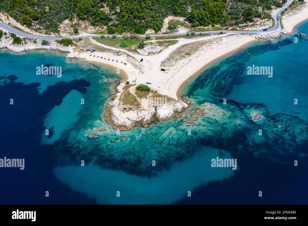 Turquoise water and white sand beach, Ema beach, Chalkidiki, Sithonia ...