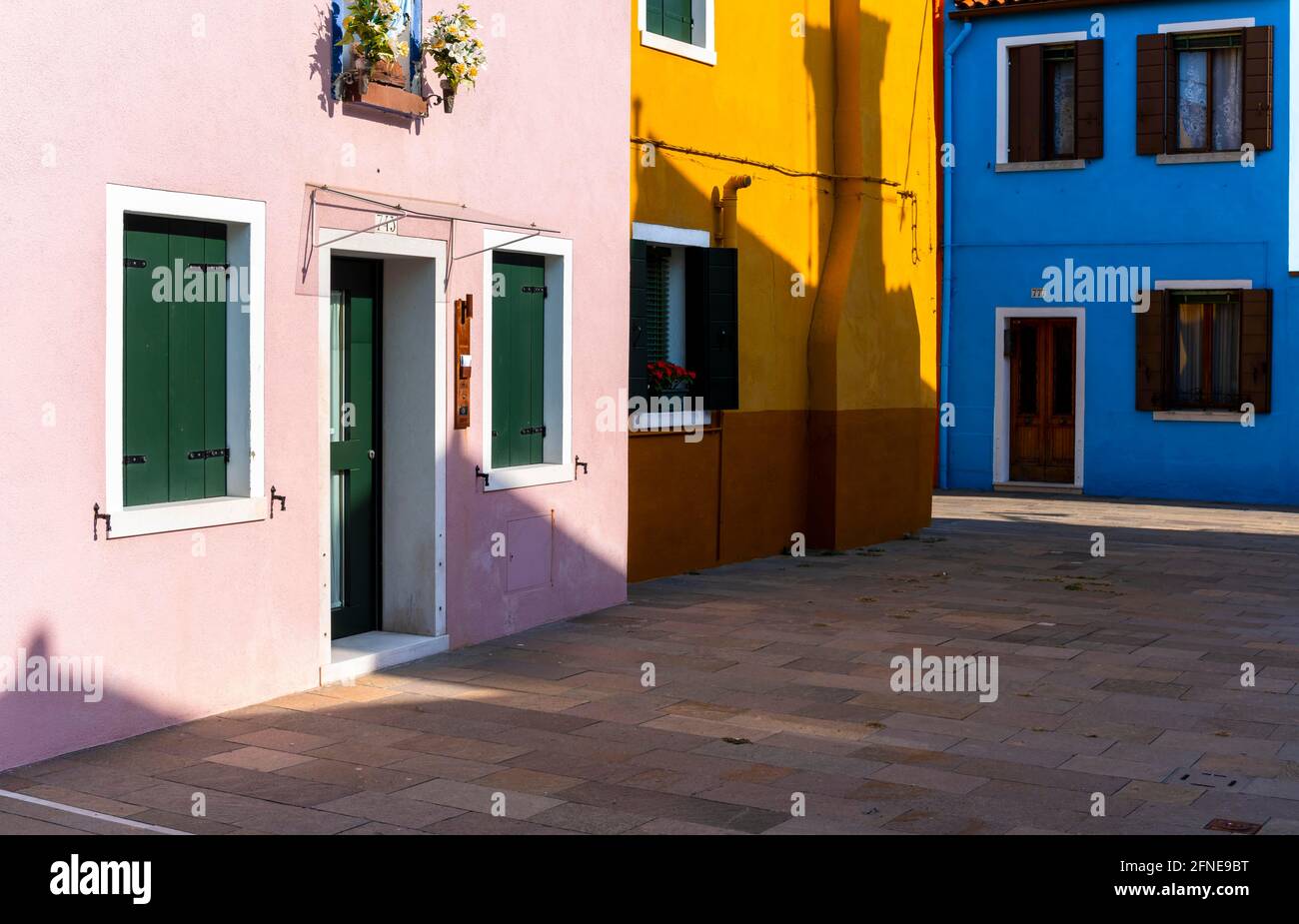 Colorful houses, colorful facade, Burano Island, Venice, Veneto, Italy ...