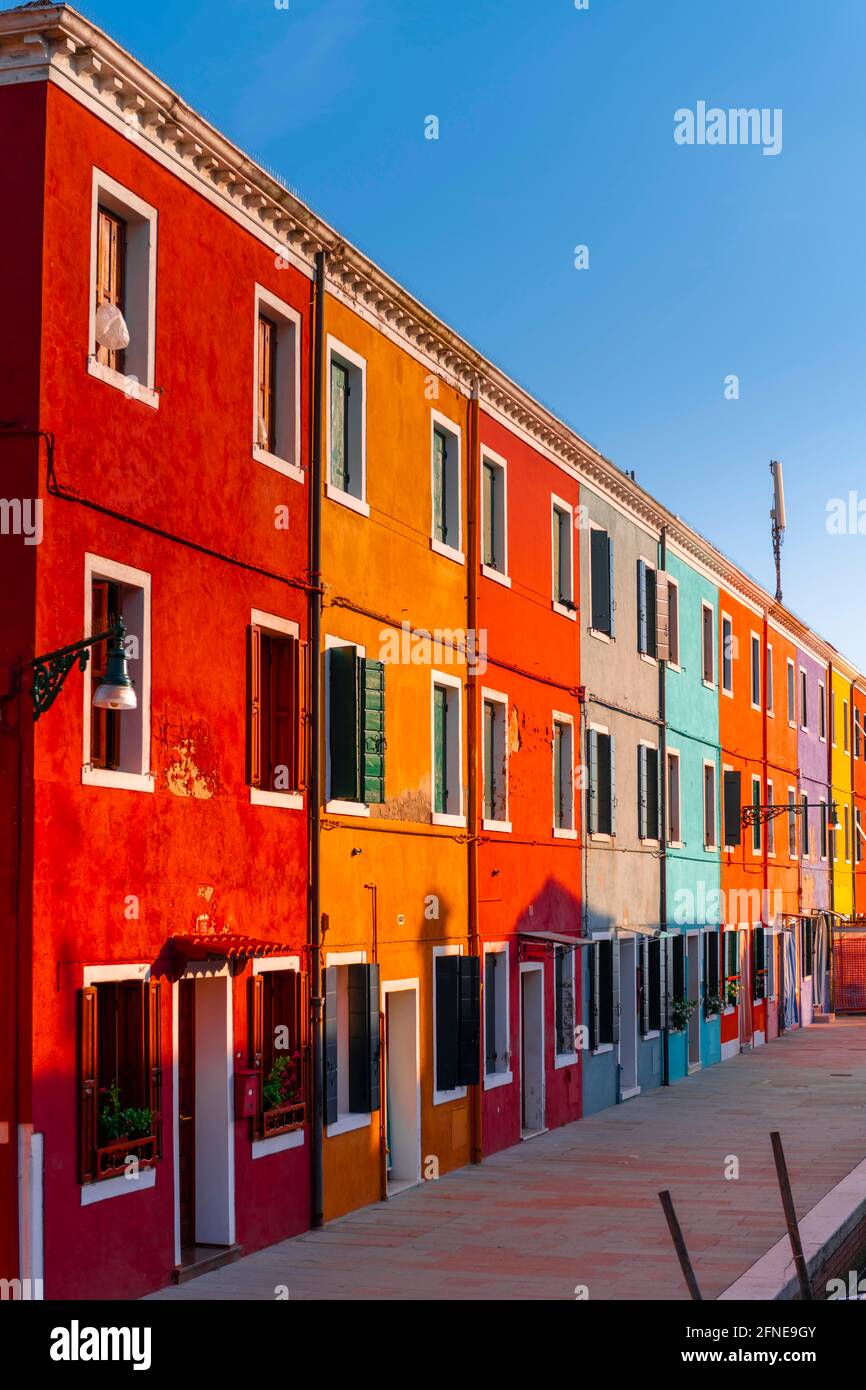 Colorful houses, colorful house facades, Burano Island, Venice, Veneto ...