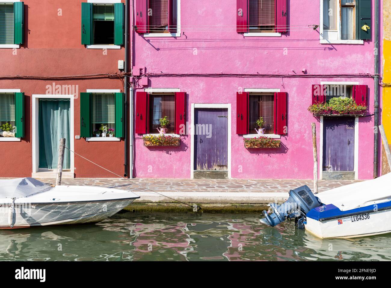 Colorful houses, colorful facade, Burano Island, Venice, Veneto, Italy ...