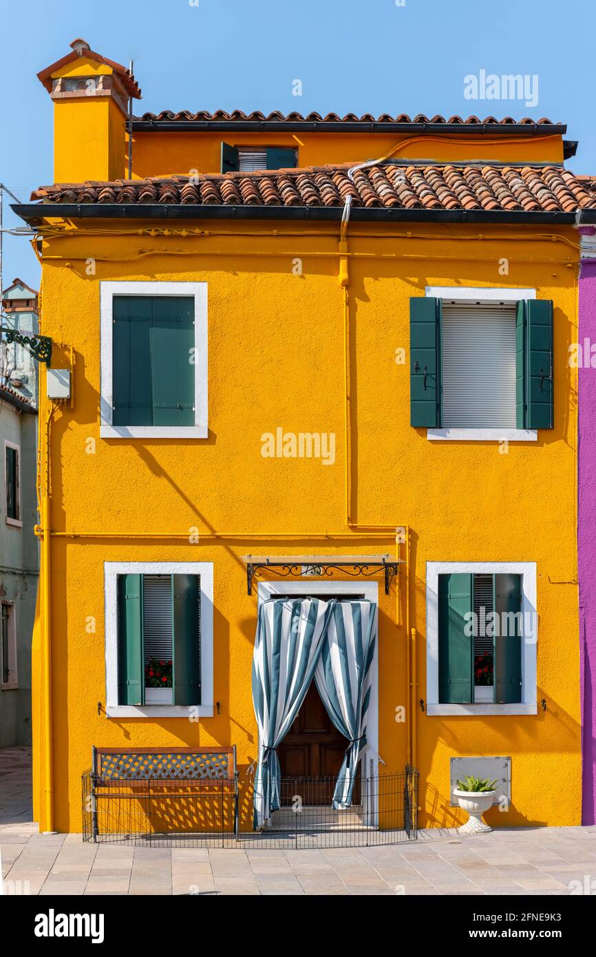 Colorful houses, colorful facade, Burano Island, Venice, Veneto, Italy ...