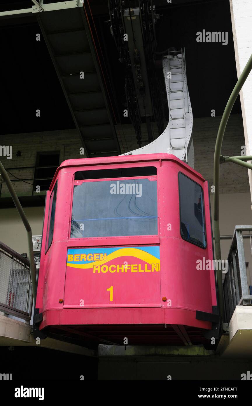 Gondola of the Hochfellnbahn, July, Chiemgau, Bergen, Bavaria, Germany ...