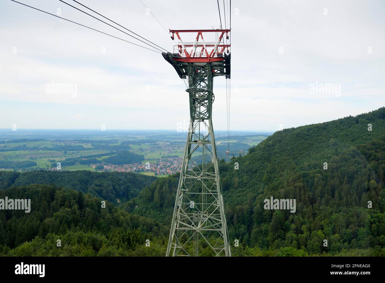 View from the gondola of the Hochfellnbahn, July, Chiemgau, Bergen ...
