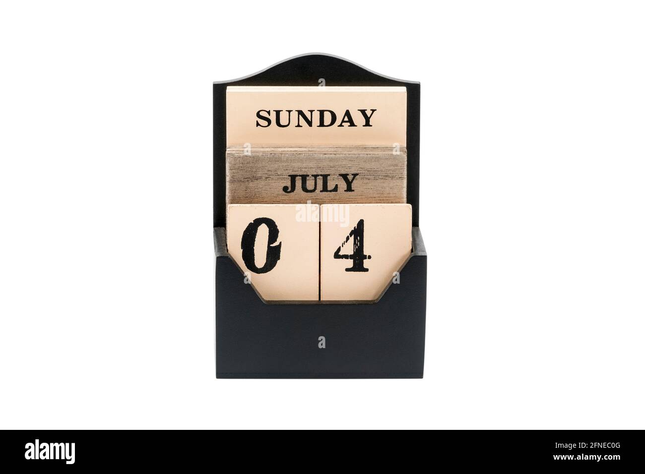 wooden calendar with date of independence fourth of july sunday ...