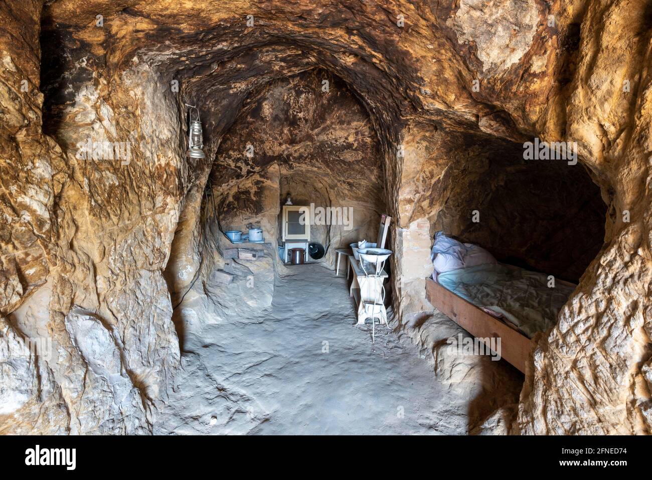 Cave dwelling with sleeping alcove, carved in sandstone, 19th century ...