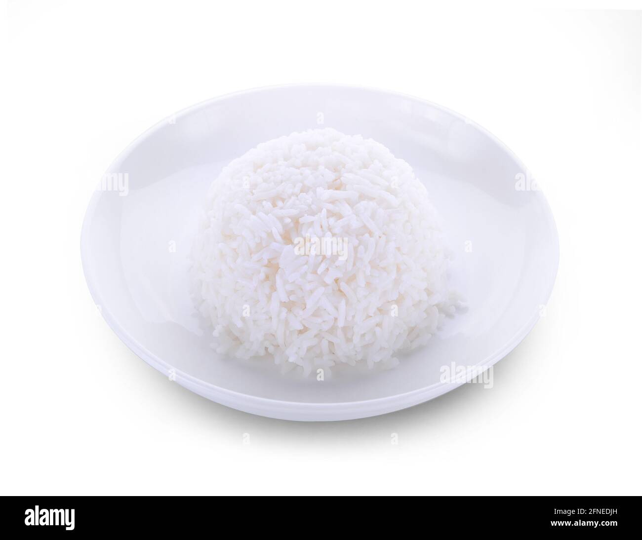 rice in plate isolated on white background Stock Photo - Alamy
