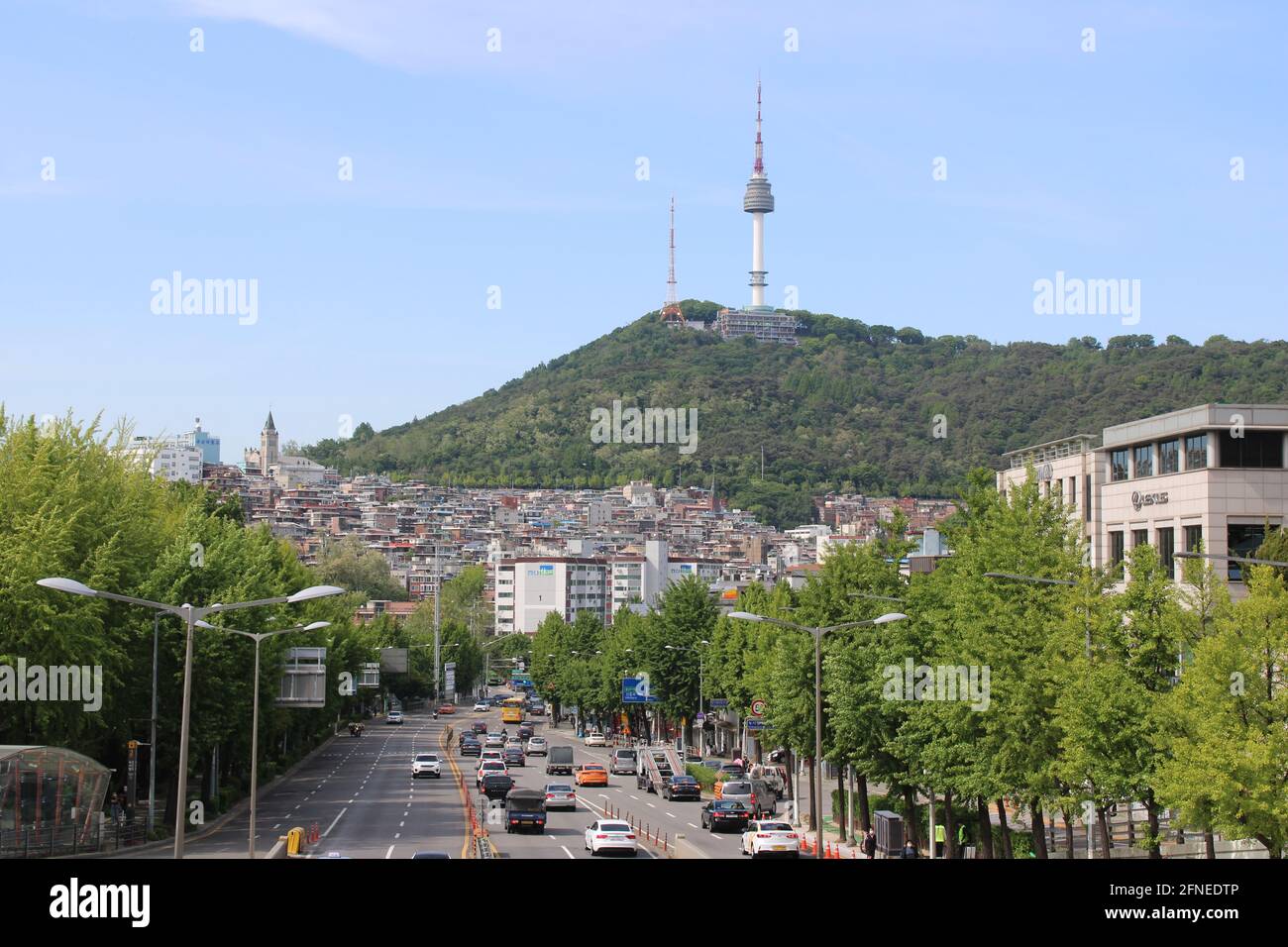 Panoramic view of Namsan (Seoul) Tower, Seoul, Korea Stock Photo - Alamy