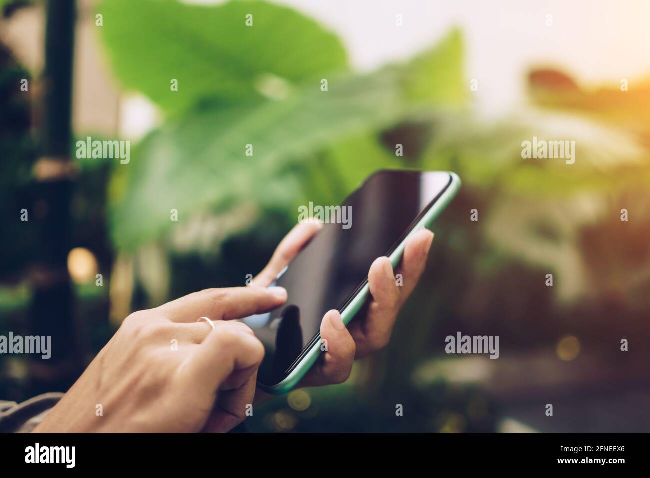 Woman hand using smartphone to do work business, social network ...