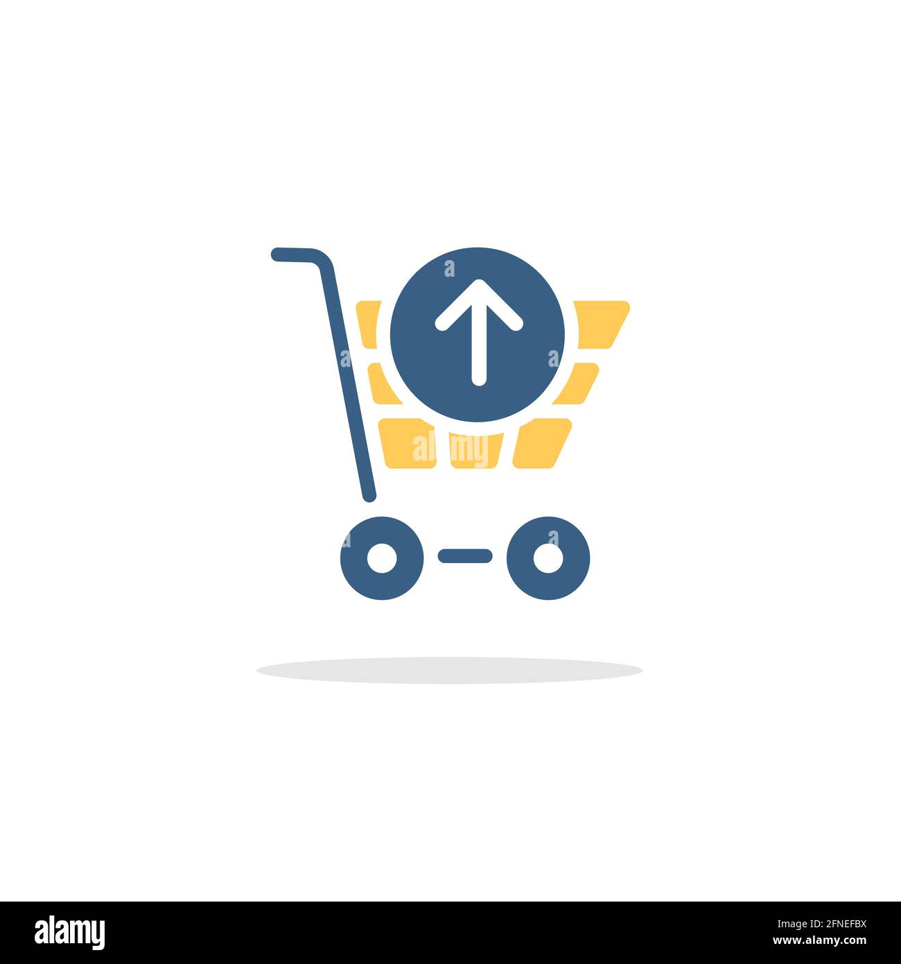 Shopping cart. Up arrow. Color icon with shadow. Commerce glyph vector ...