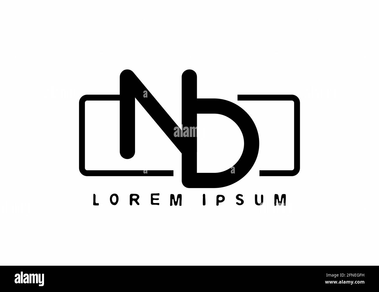 Black ND initial letter in rectangle shape design Stock Vector Image ...
