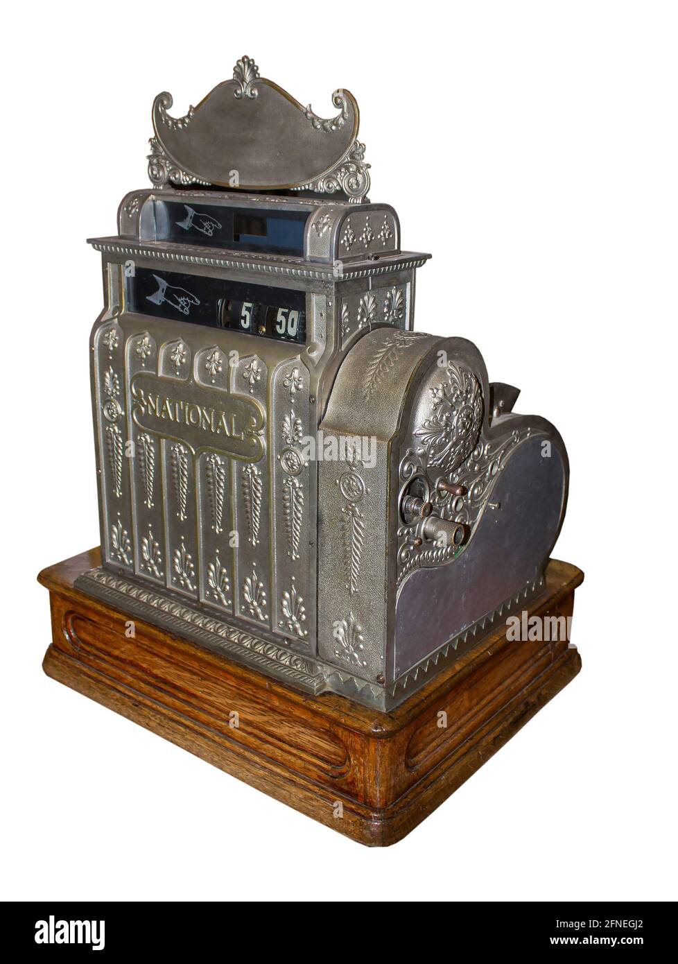 Antique retro cash register isolated on a white background. Old ...