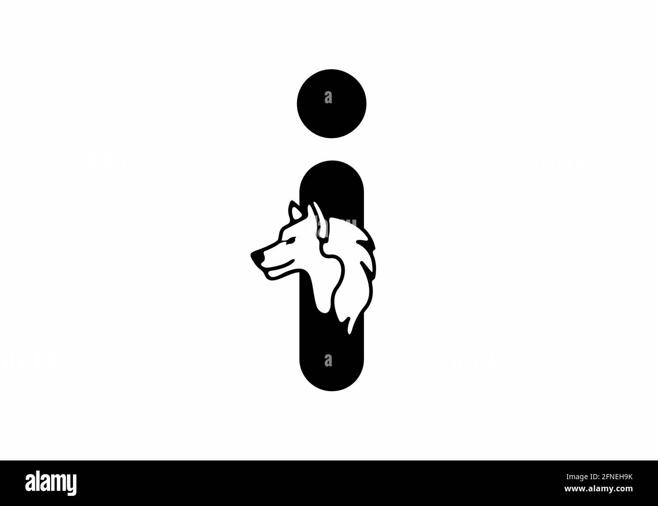 Black i initial letter with wolf head design Stock Vector Image & Art ...