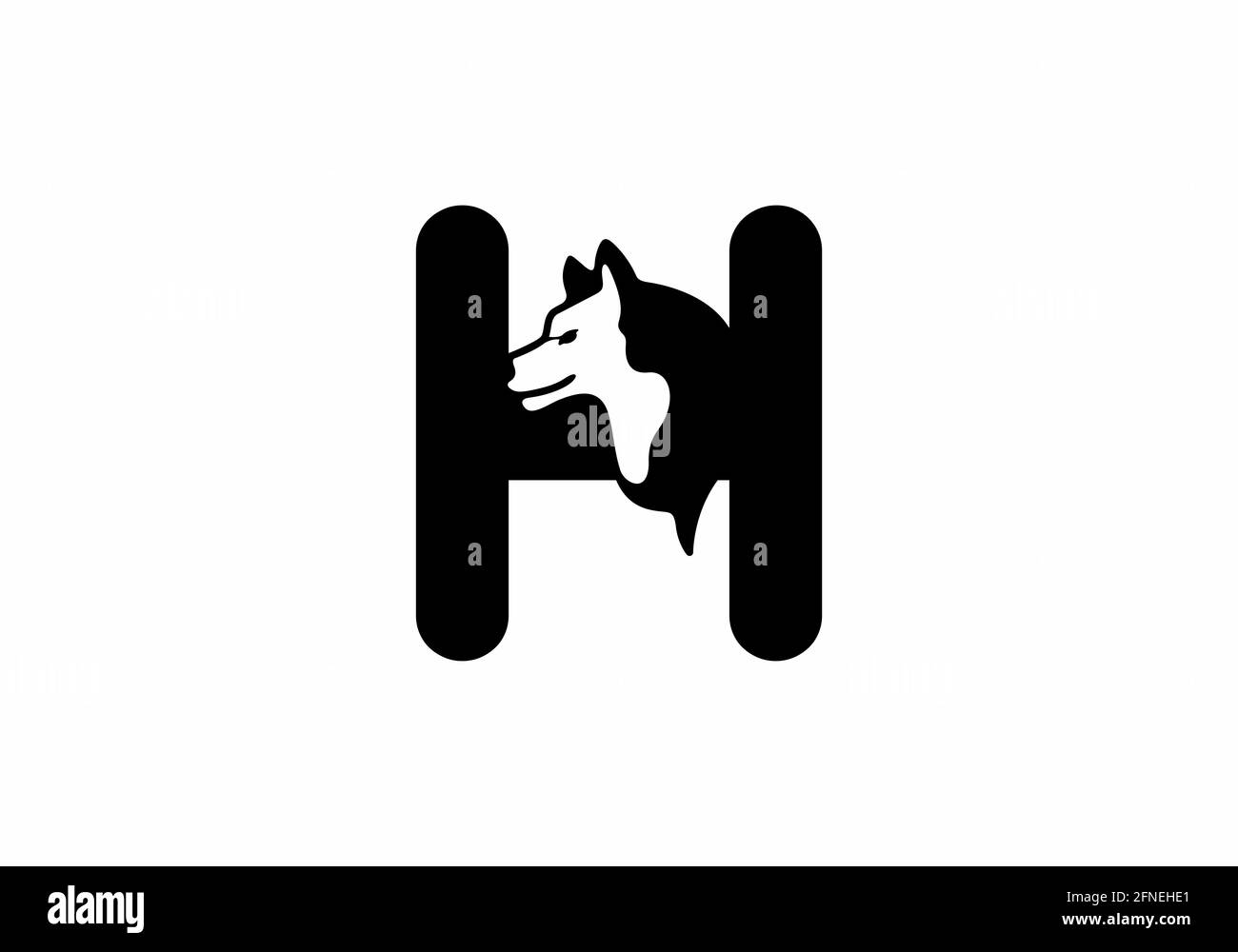 Black H initial letter with wolf head design Stock Vector Image & Art ...