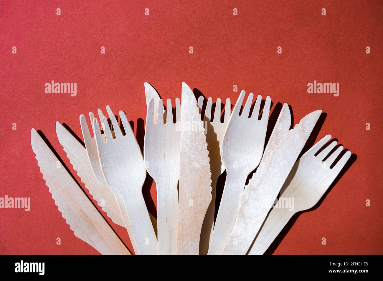 Eco friendly fast food containers. Wooden forks and knives. Eco ...